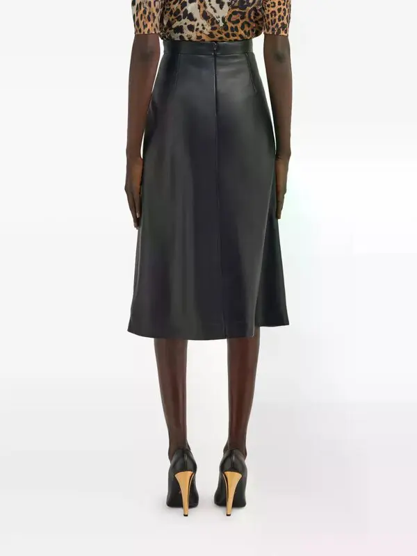 Roberto Cavalli Leather Pleat-front Midi Skirt