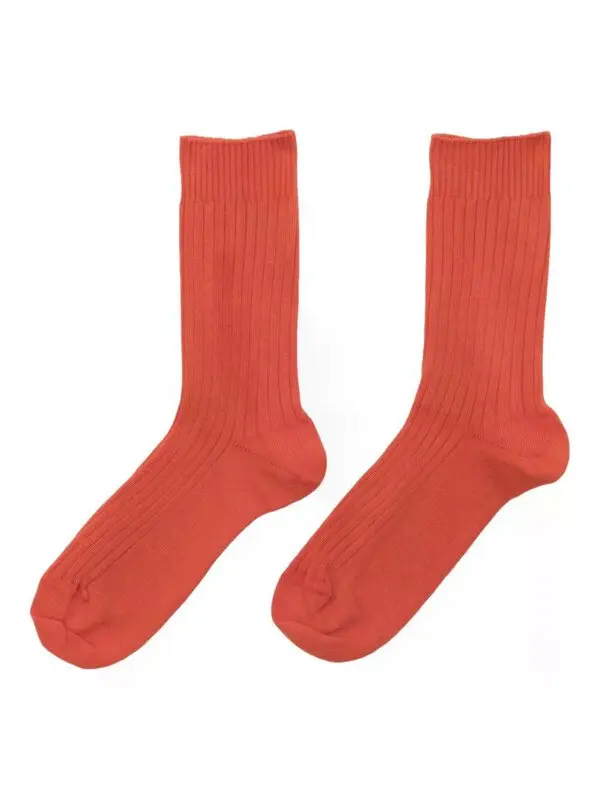 BASERANGE Ribbed Knit Ankle Socks - Red