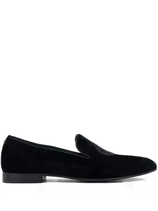 Roberto Cavalli Logo-embroidered Velvet Loafers
