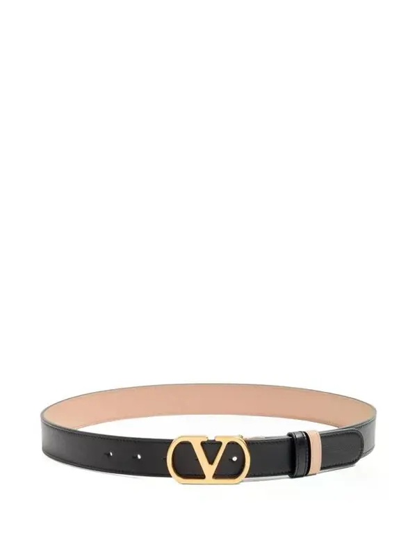 Valentino Garavani Vlogo Signature Reversible Leather Belt - Black