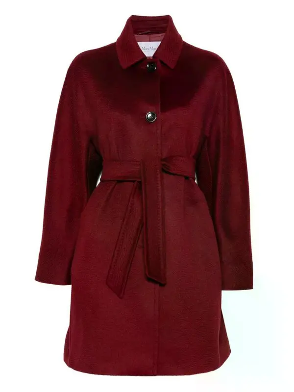Max Mara Filato Belted Coat - Red