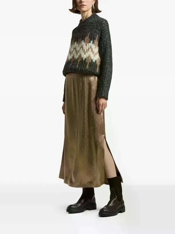 Peserico Satin-dot Midi Skirt