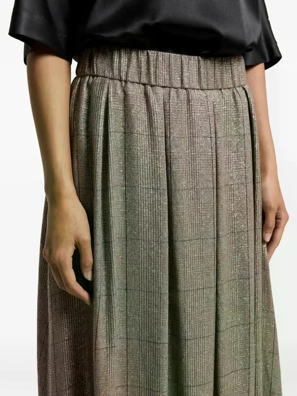 Peserico Metallic Check Pleated A-line Skirt