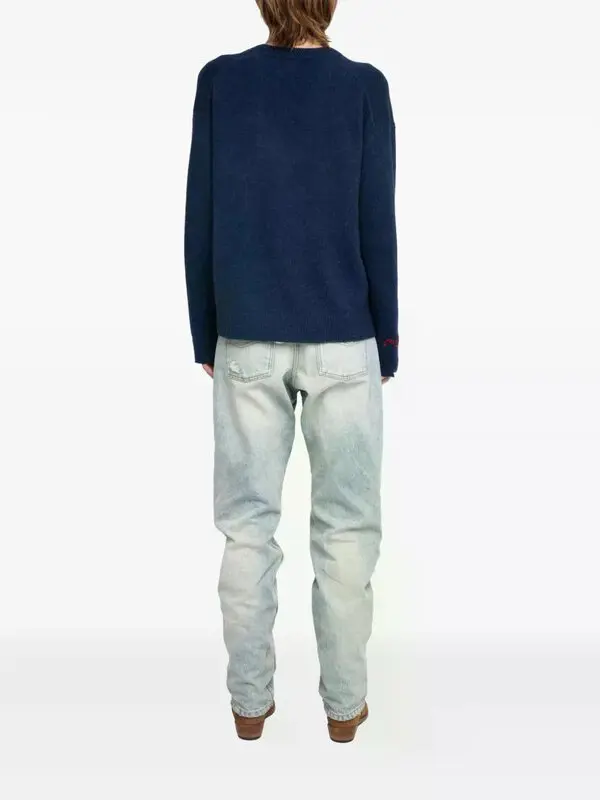 Zadig&Voltaire Miky Embroidered V-neck Sweater - Blue