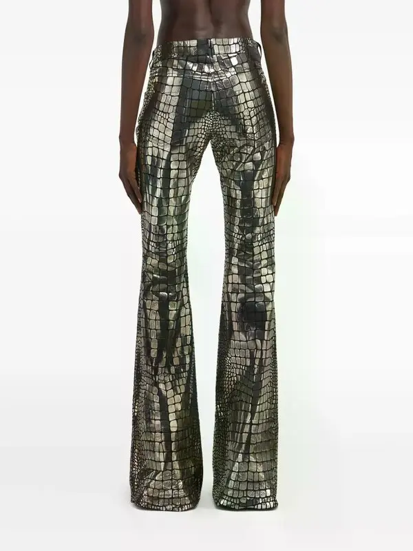 Roberto Cavalli Crocodile-effect Leather Trousers