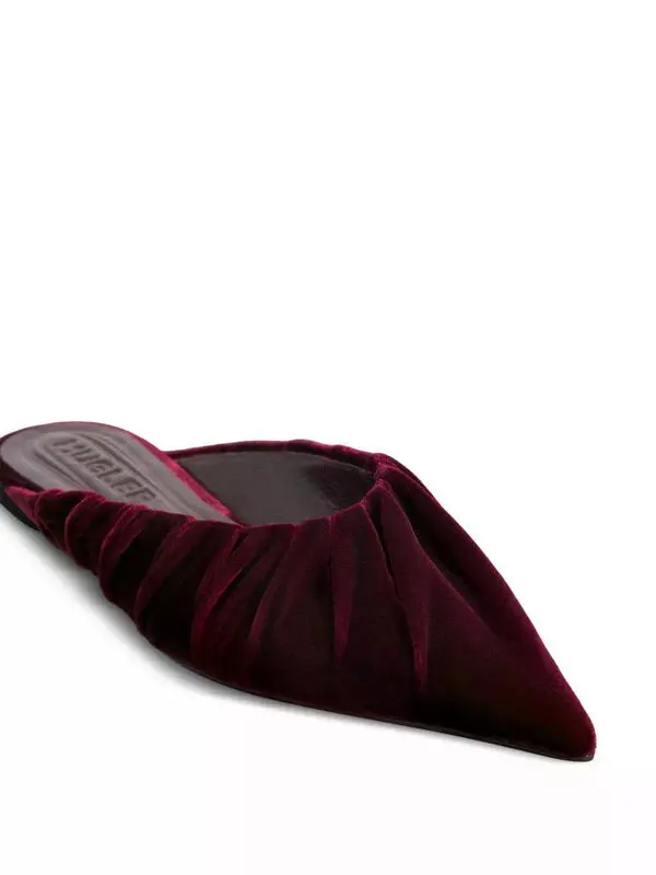 MUGLER Pleated Pointed-toe Flat Mules