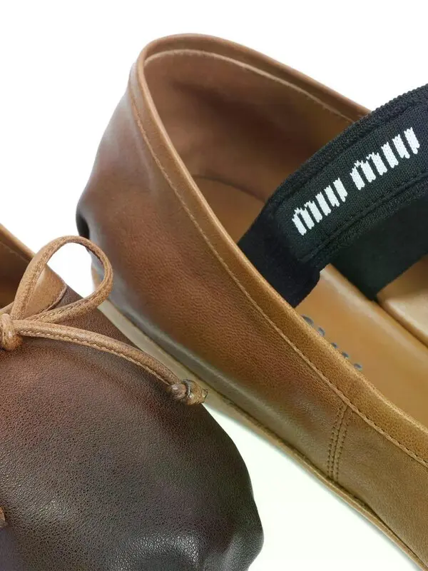 Miu Miu Bow-detail Elastic-strap Ballerina Flats - Brown