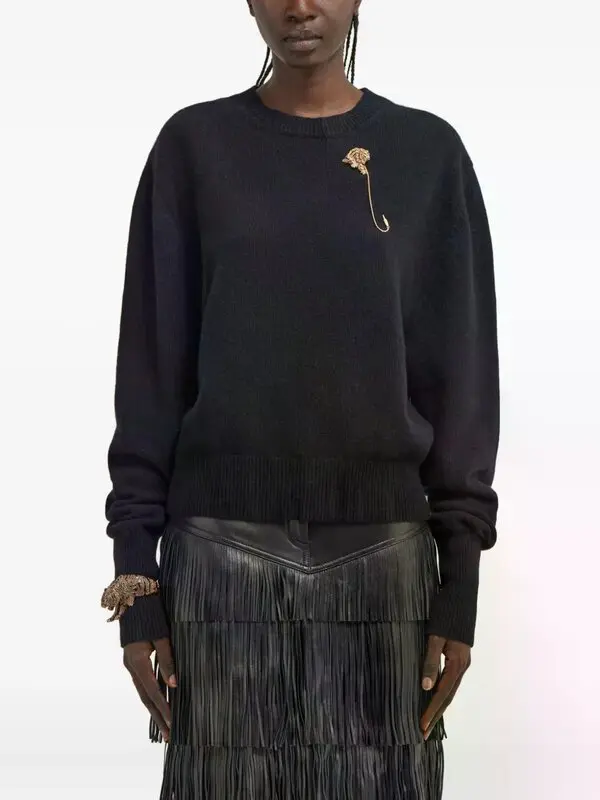 Roberto Cavalli Rose-embellished Wool Sweater