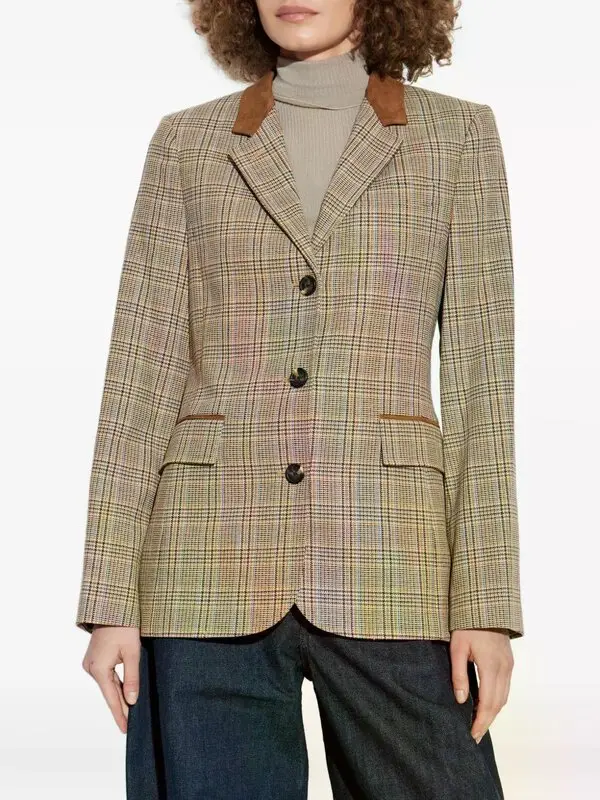 Rag & Bone Checked Jacket With Suede Trim
