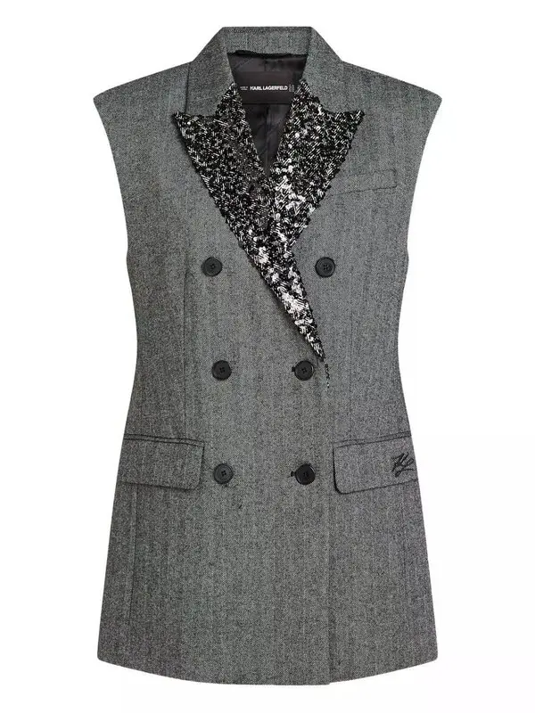 Karl Lagerfeld Sequin-embellished Double-breasted Waistcoat