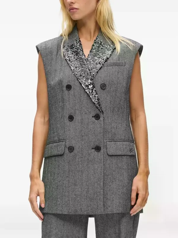 Karl Lagerfeld Sequin-embellished Double-breasted Waistcoat
