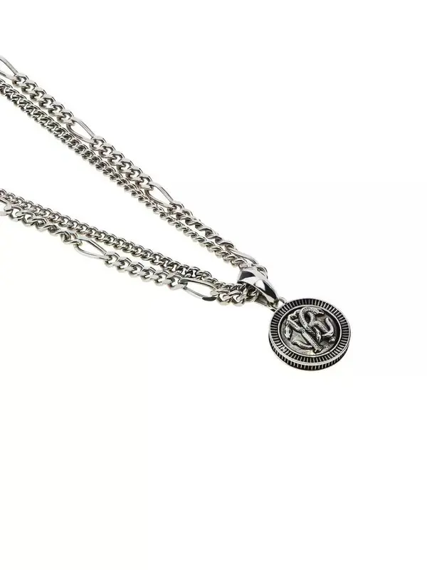 Roberto Cavalli Layered Chain Coin Pendant Necklace