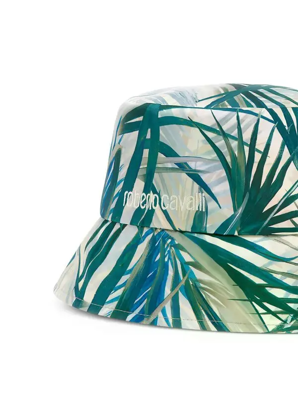 Roberto Cavalli Palm-print Bucket Hat With Embroidered Logo