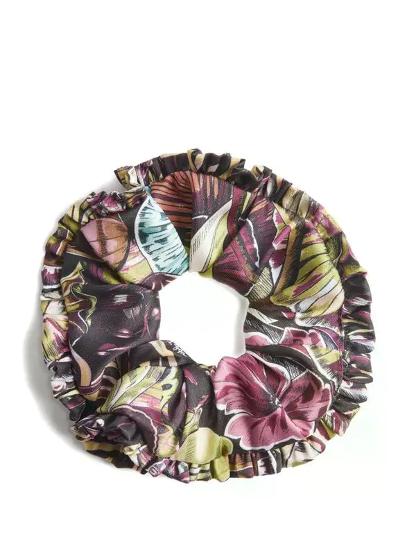 La DoubleJ Printed Scrunchie With Ruffled Trim