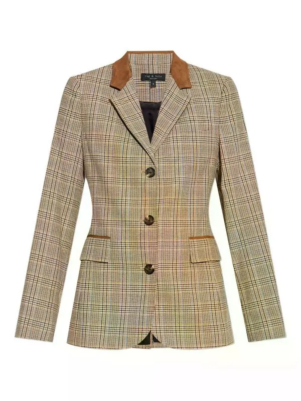 Rag & Bone Checked Suede-trimmed Jacket