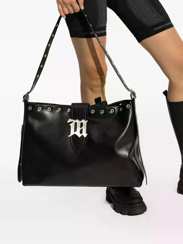 MISBHV Eyelet-embellished Tote Bag With Logo Plaque