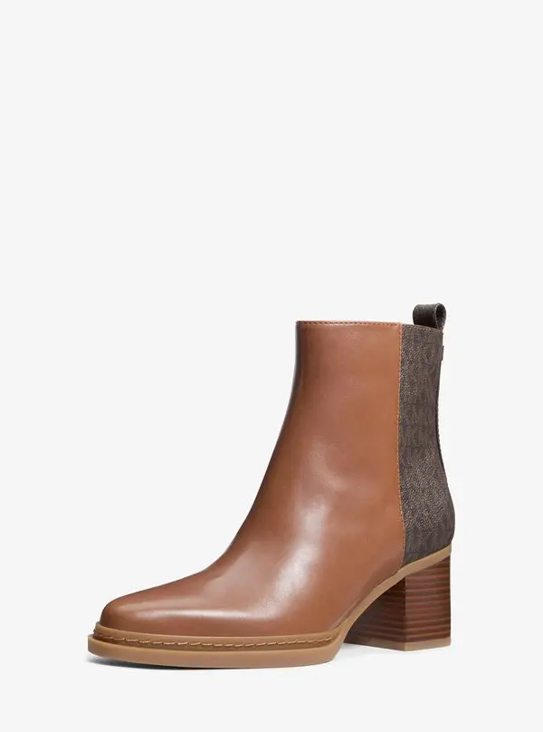 Michael Kors Lex Leather And Signature Logo Boot
