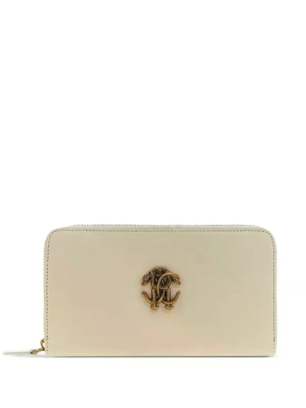 Roberto Cavalli Zip-around Logo-embellished Wallet - Neutrals