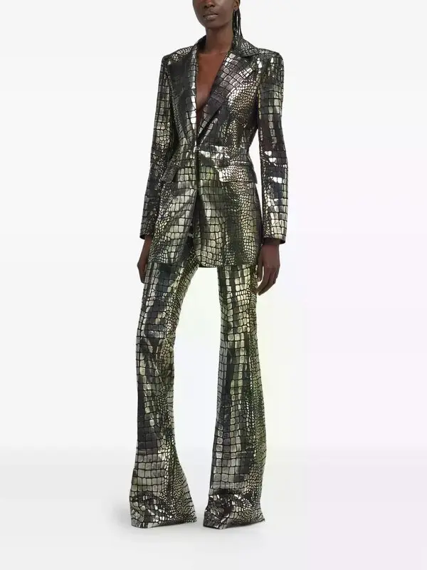 Roberto Cavalli Crocodile-effect Leather Trousers