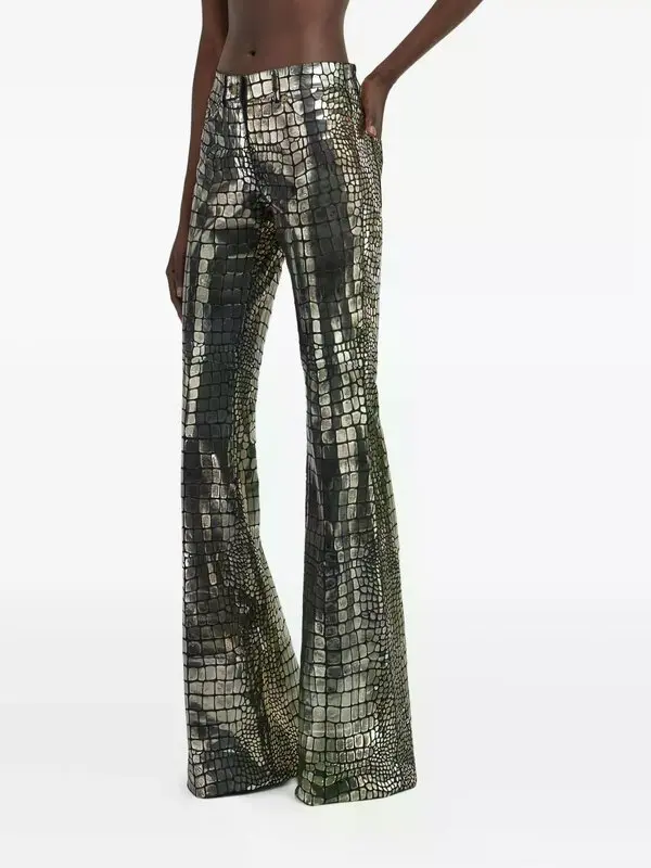 Roberto Cavalli Crocodile-effect Leather Trousers