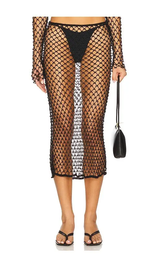 LOVERS AND FRIENDS Marnnie Beaded Crochet Skirt - Black