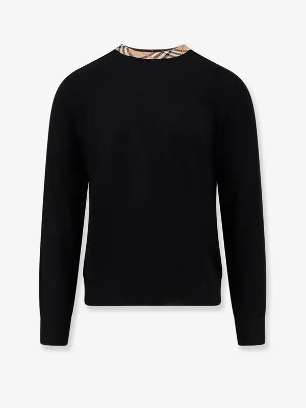 Burberry Wool Sweater With Check Profiles