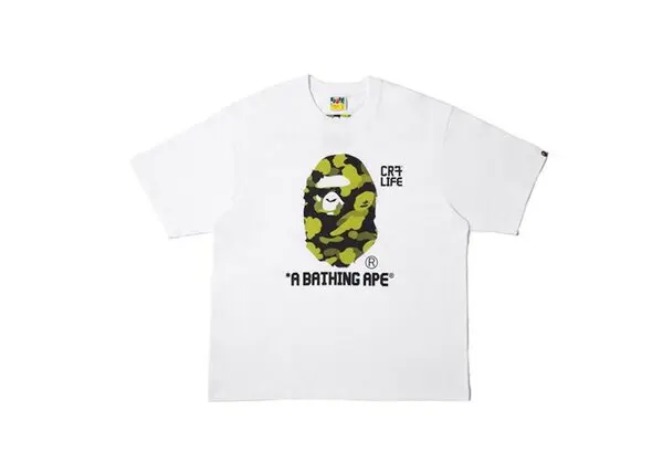 A BATHING APE X Cr7life Big Ape Head Reflection Camo Tee Shirt - White