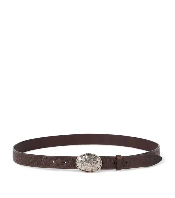 Brunello Cucinelli Leather Belt With Braided Buckle - Black