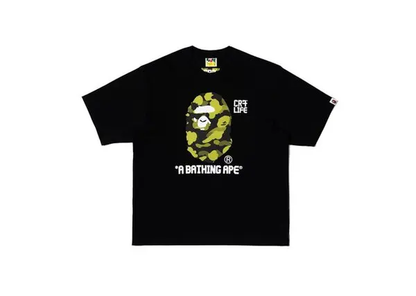 A BATHING APE X Cr7life Big Ape Head Reflection Camo Tee Shirt - Black