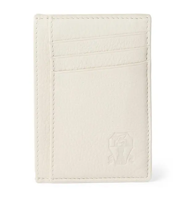Brunello Cucinelli Grained Leather Card Holder - White