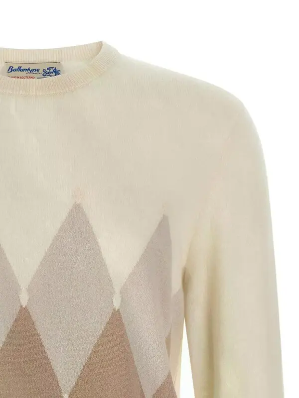 BALLANTYNE Argyle Crew-neck Sweater - Neutrals