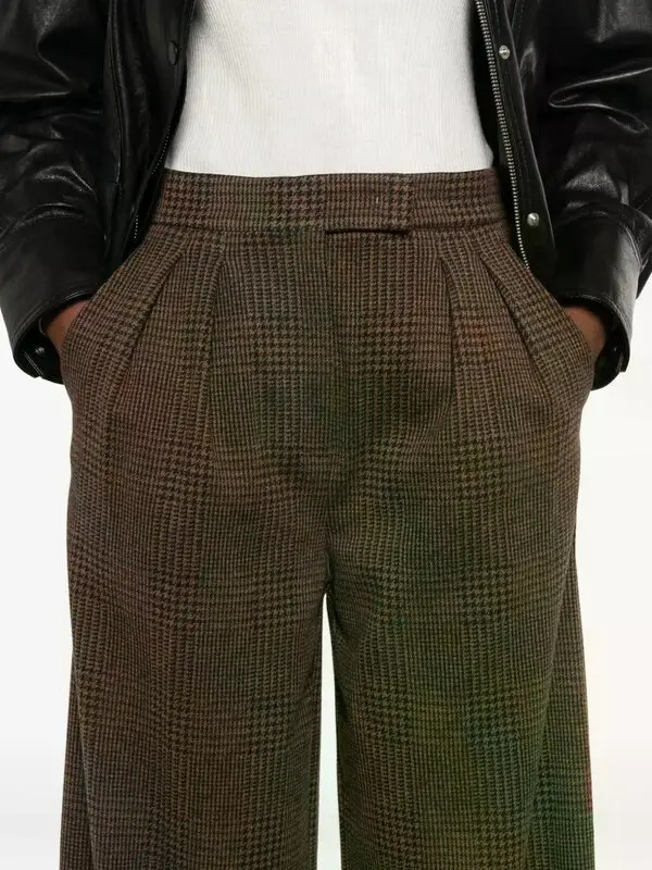 Max Mara Pleated-check Trousers