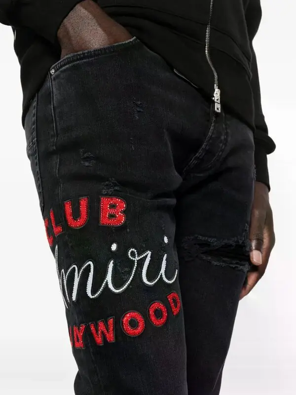 Amiri Club Mx1 Distressed Denim Jeans - Black