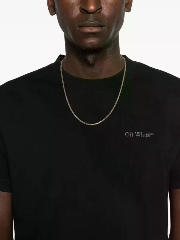 Off-White Logo-embroidered Cotton T-shirt - Black