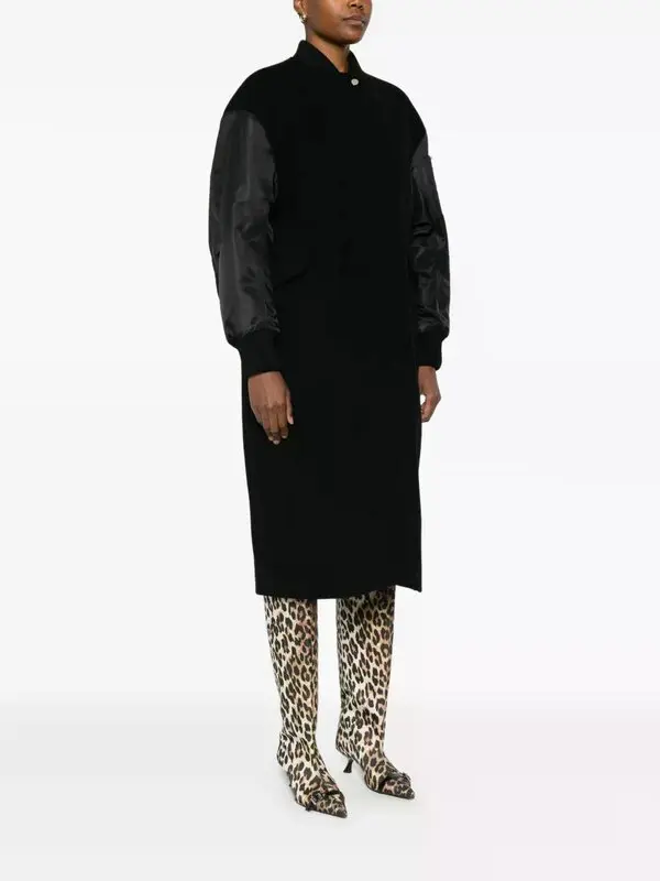 Pinko Satin-sleeve Wool Coat