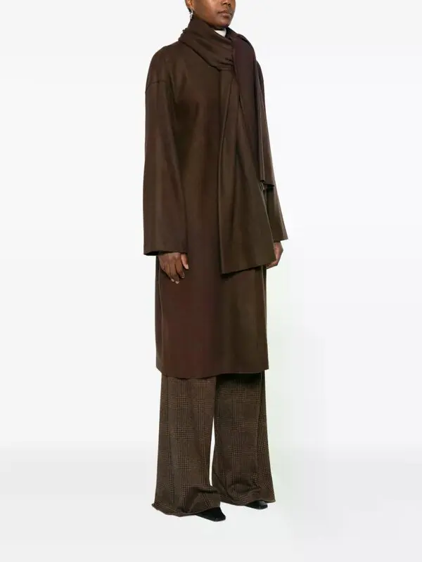 Harris Wharf London Button-fastening Coat With Scarf Collar - Brown