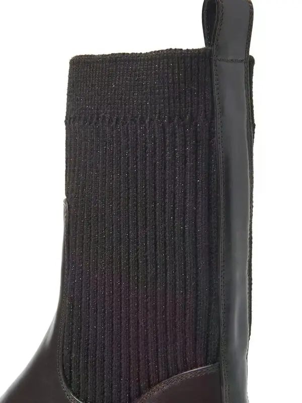 Peserico Knitted-panel Leather Boots