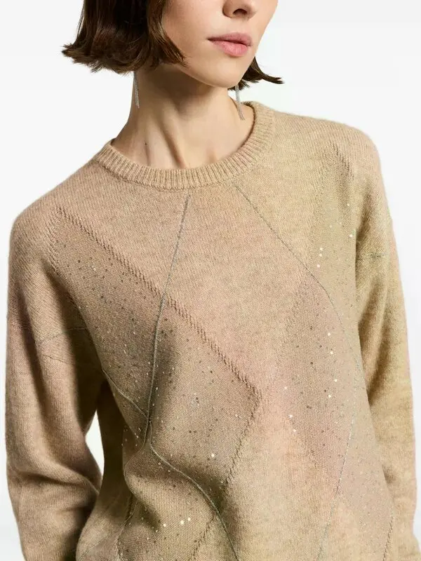 Peserico Sequin-embellished Diamond-pattern Sweater