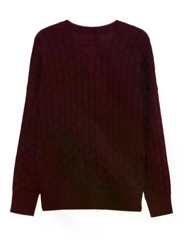 Plan C V-neck Cable-knit Sweater - Red