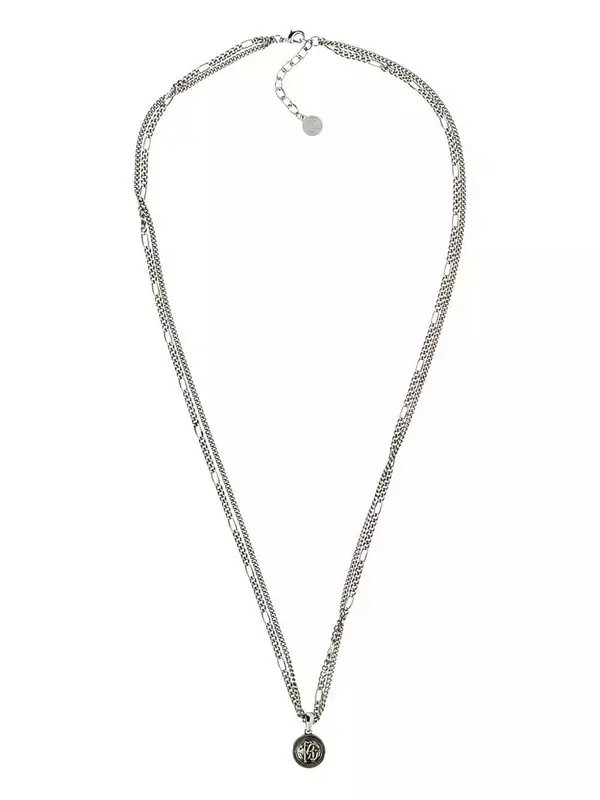 Roberto Cavalli Layered Chain Coin Necklace - Silver