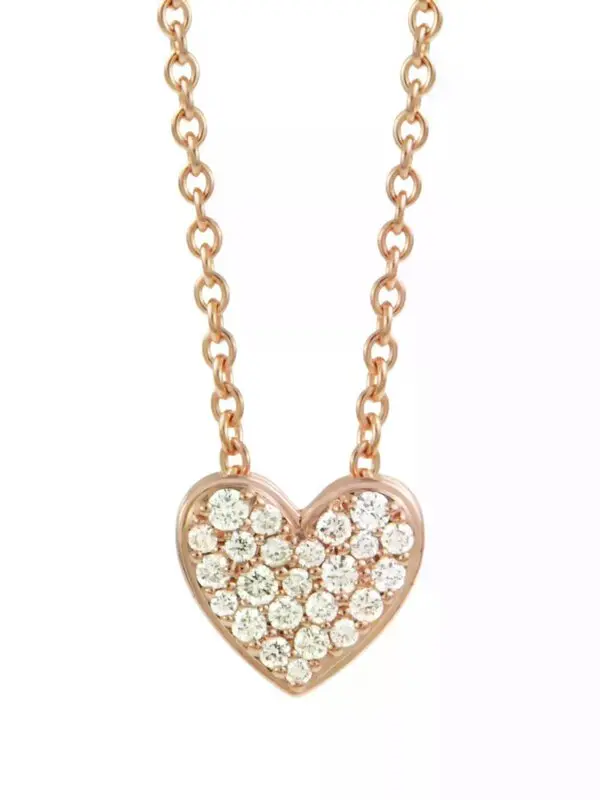 ALINKA 18k Rose Gold Diamond Caviar Heart Necklace - Pink