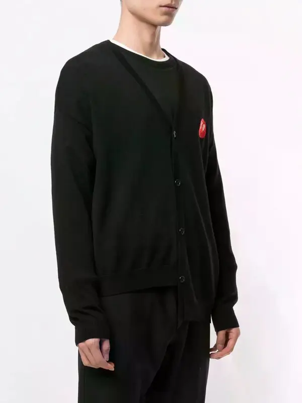 PORTS V Logo Patch Asymmetrical Merino Cardigan