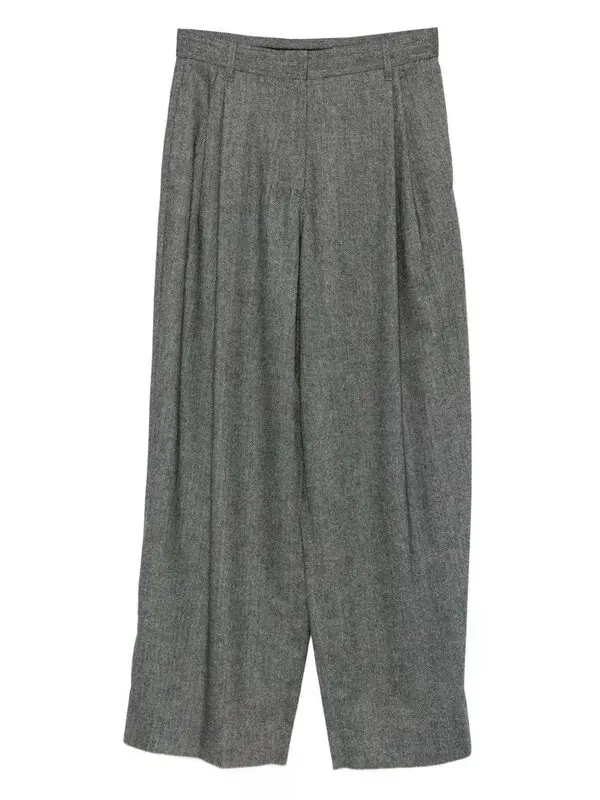 Max Mara Pleated Cropped Trousers - Grey