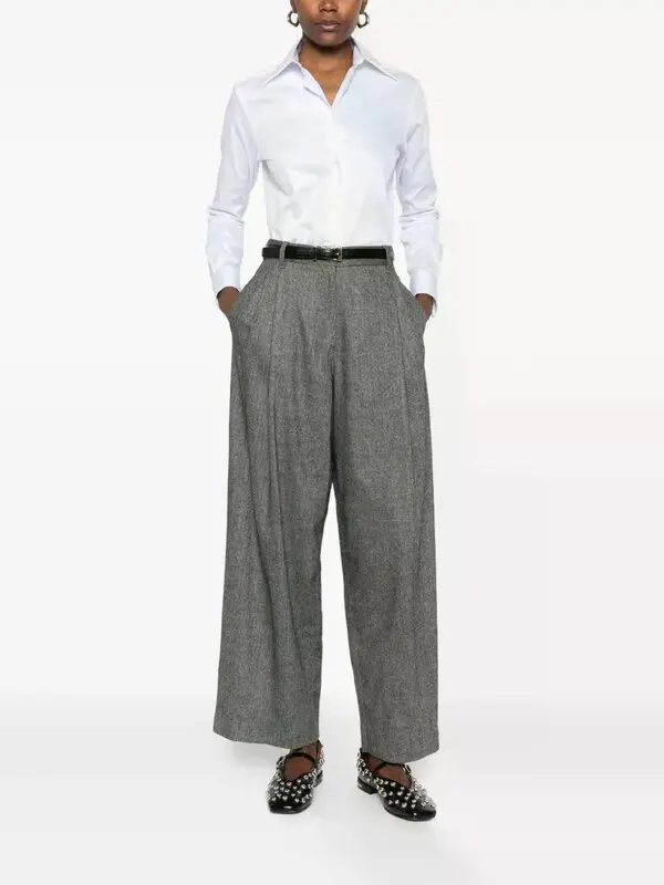 Max Mara Pleated Cropped Trousers - Grey