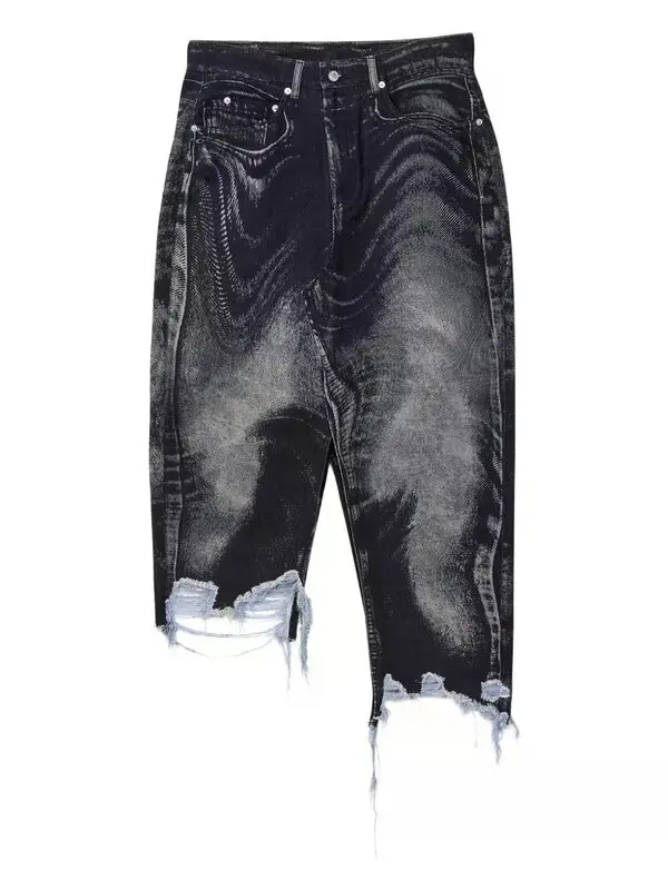Camper Acid-wash Frayed Denim Skirt - Black
