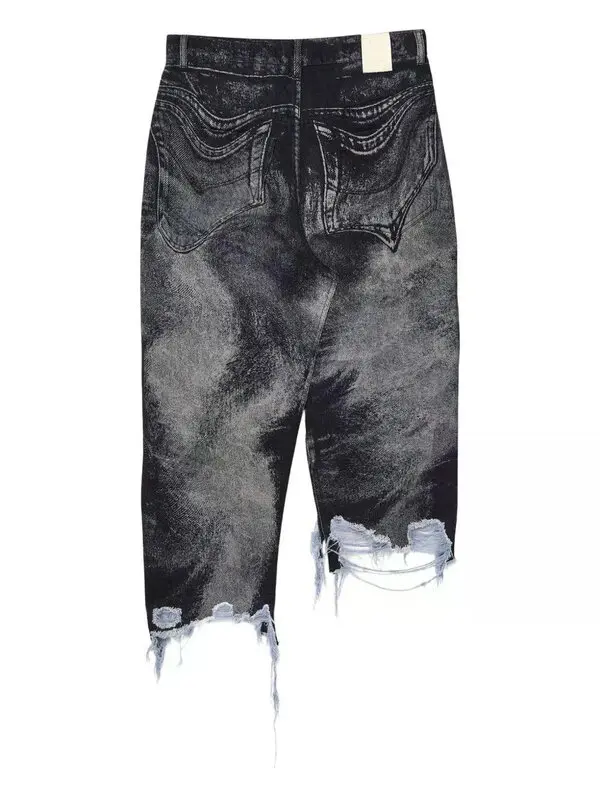 Camper Acid-wash Frayed Denim Skirt - Black