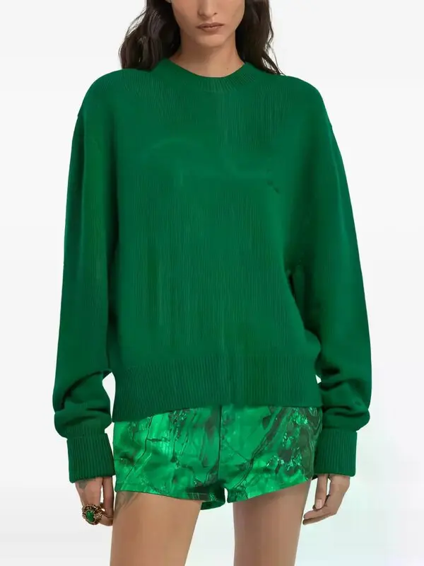 Roberto Cavalli Embroidered Wool Sweater - Green