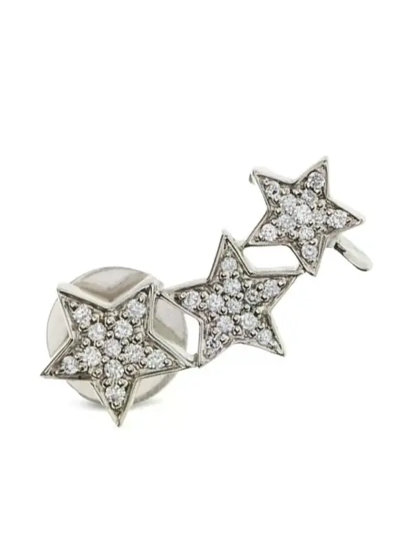 ALINKA 18k White Gold Diamond Triple Star Earring - Silver