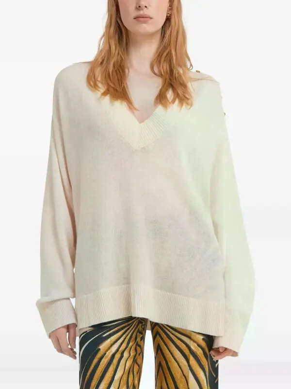 Roberto Cavalli V-neck Button-embellished Sweater