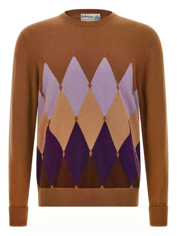 BALLANTYNE Argyle Cashmere Sweater - Brown